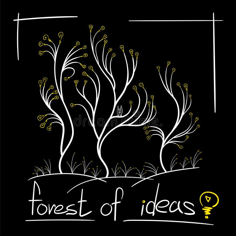 Concept Many Ideas Tree Light Bulbs Grow Stock Vector - Illustration of ...