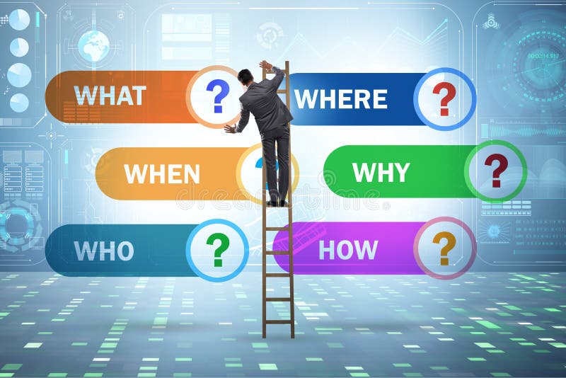 Concept of Many Questions with Businessman Stock Photo - Image of ...