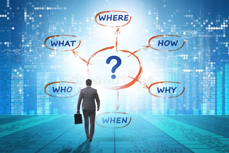 Concept of Many Questions with Businessman Stock Illustration ...