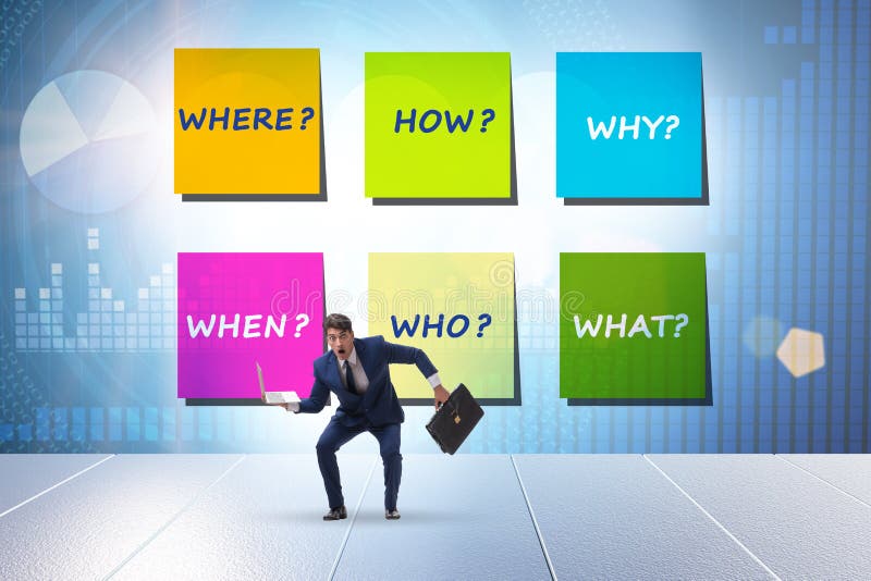Concept of Many Questions with Businessman Stock Illustration ...