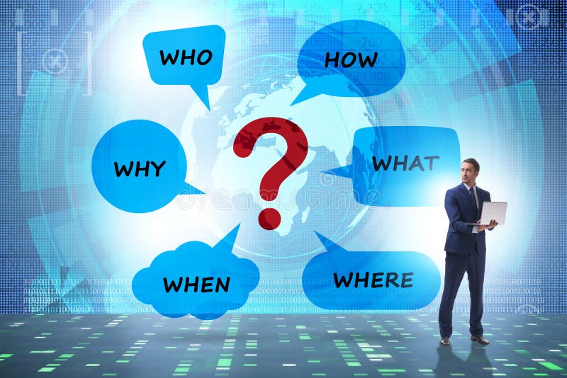 Concept of Many Questions with Businessman Stock Photo - Image of ...