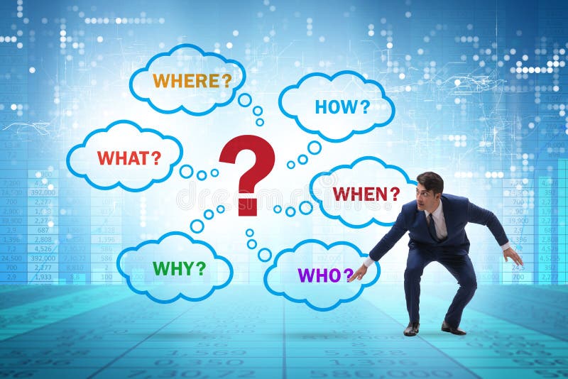 Concept of Many Questions with Businessman Stock Photo - Image of ...