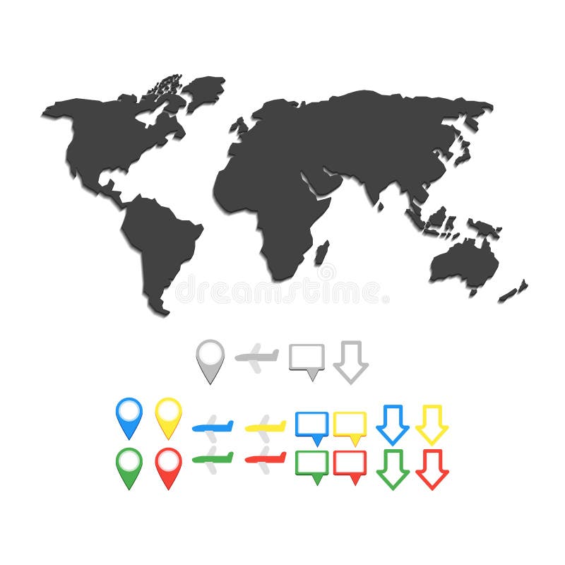 Vector World Map Illustration Global Stock Vector - Illustration of ...