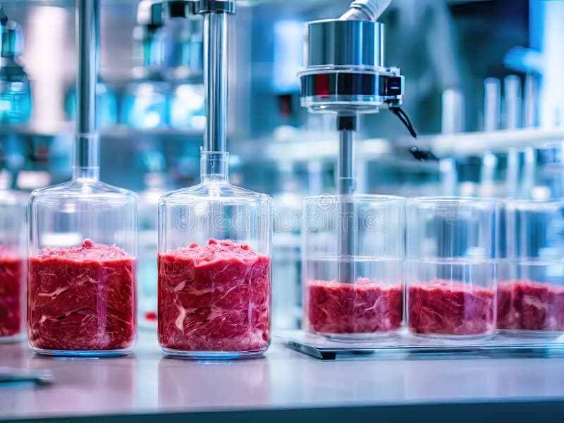 Concept of Meat Cultured from Animal Somatic Cells. Meat Sample in the ...