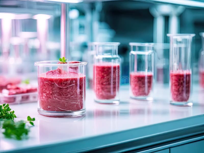 Concept of Meat Cultured from Animal Somatic Cells. Meat Sample in the ...