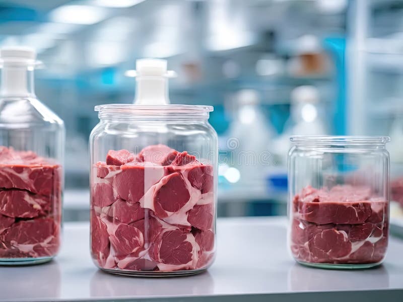 Concept of Meat Cultured from Animal Somatic Cells. Meat Sample in the ...