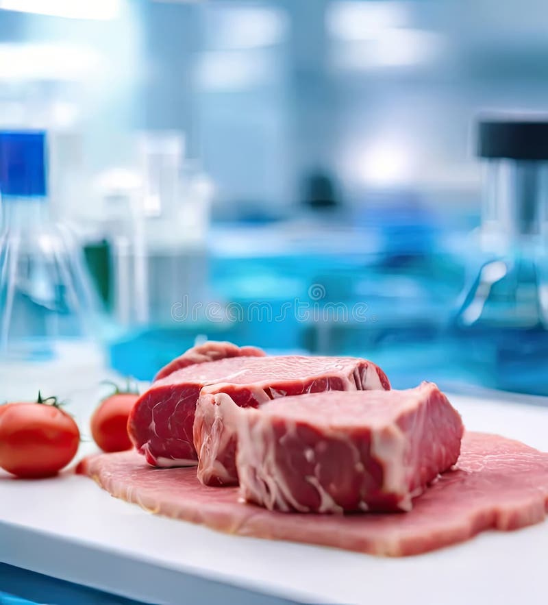 Concept of Meat Cultured from Animal Somatic Cells. Meat Sample in the ...