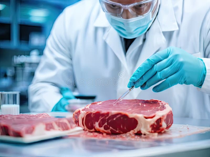 Concept of Meat Cultured from Animal Somatic Cells. Meat Sample in the ...