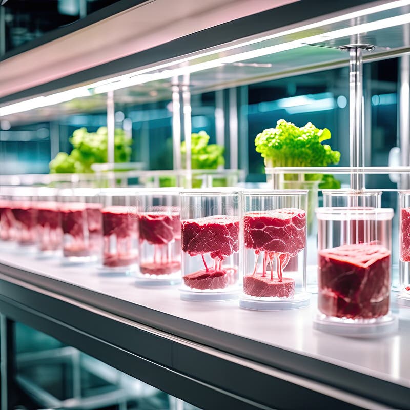 Concept of Meat Cultured from Animal Somatic Cells. Meat Sample in the ...