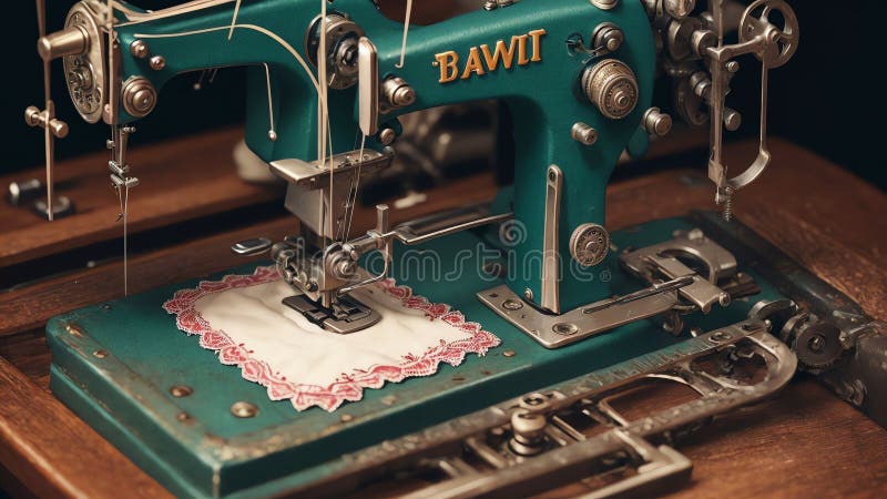Mechanical Elegance a Vibrant Bow Tie on a Vintage Sewing Machine.AI ...