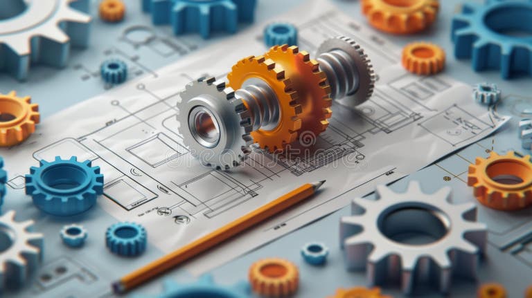 Concept of Mechanical Engineering Project Represented by Colorful Gears ...