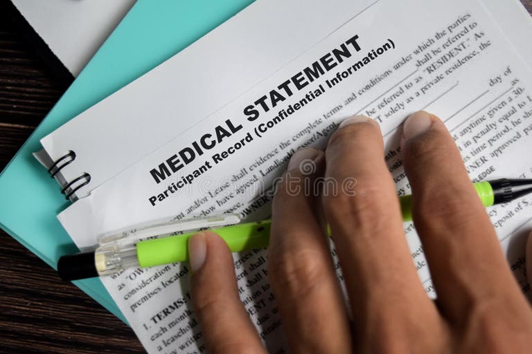 Concept of Medical Statement Form Write on Document on Wooden Table ...