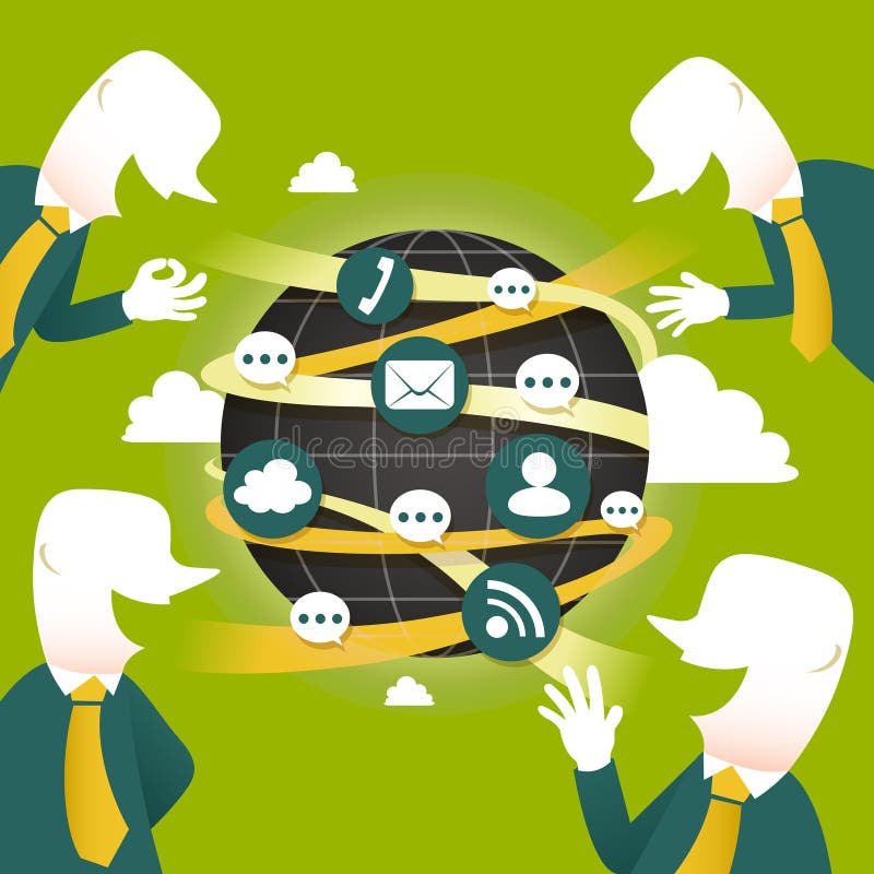 Concept Met Pictogrammen Van Globale Mededeling Vector Illustratie ...