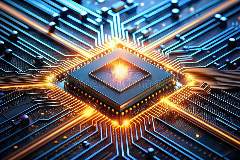 Concept of the Metaverse and an Abstract Glowing Chip Generative Ai ...