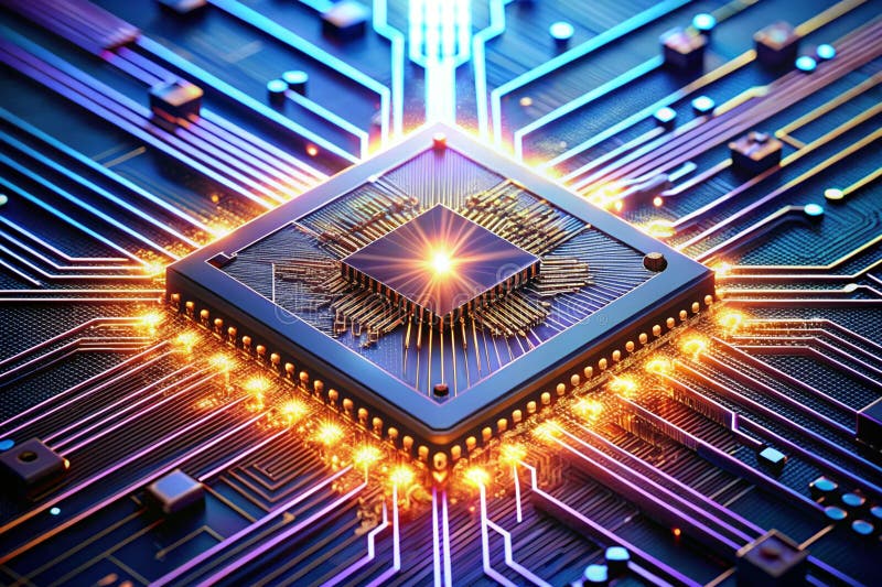 Concept of the Metaverse and an Abstract Glowing Chip Generative Ai ...