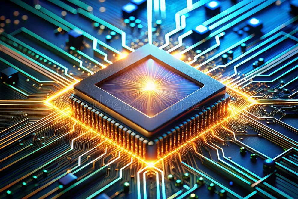 Concept of the Metaverse and an Abstract Glowing Chip Generative Ai ...