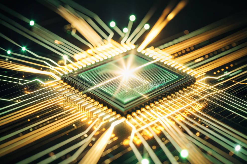 Concept of the Metaverse and an Abstract Glowing Chip Generative Ai ...