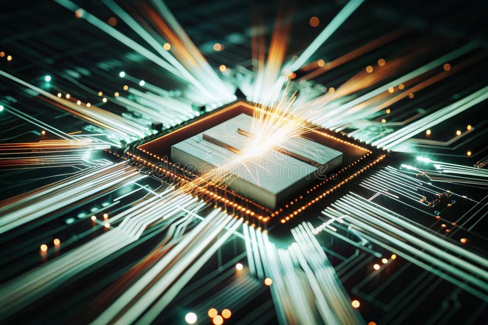 Concept of the Metaverse and an Abstract Glowing Chip Generative Ai ...