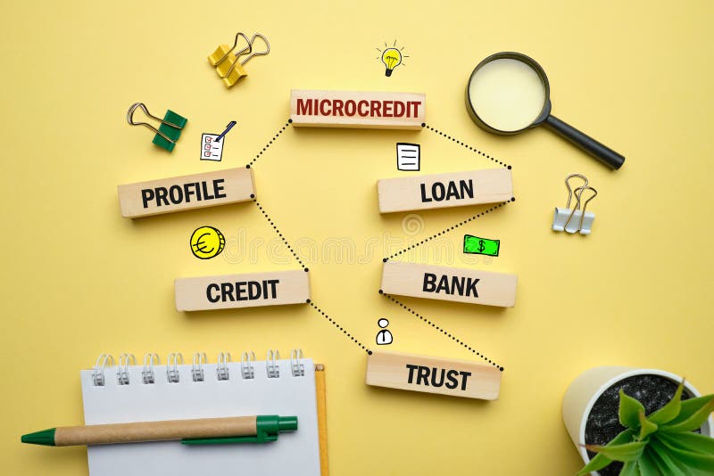 The Concept of Microcredit and Basic Links with Icons Stock Photo ...