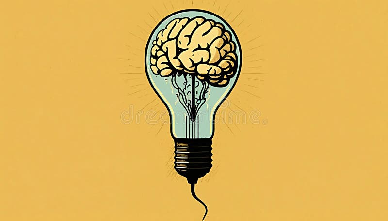 The Concept of the Mind in the Form of a Light Bulb Stock Illustration ...