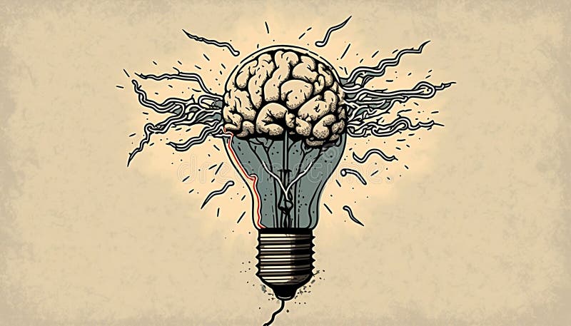 The Concept of the Mind in the Form of a Light Bulb Stock Illustration ...