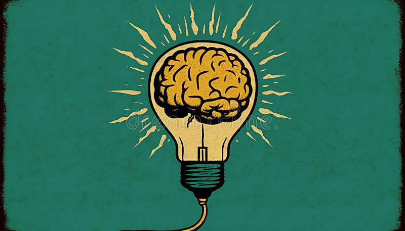 The Concept of the Mind in the Form of a Light Bulb Stock Illustration ...