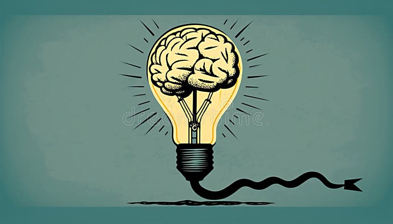 The Concept of the Mind in the Form of a Light Bulb Stock Illustration ...