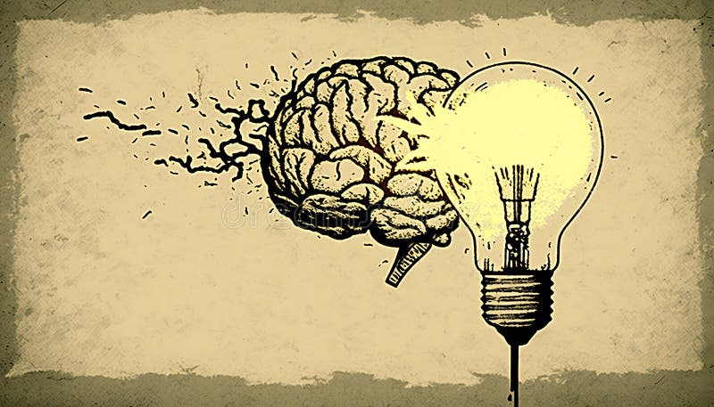 The Concept of the Mind in the Form of a Light Bulb Stock Illustration ...