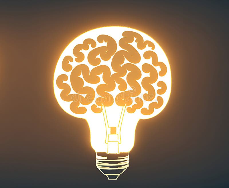 The Concept of the Mind in the Form of a Light Bulb Stock Illustration ...