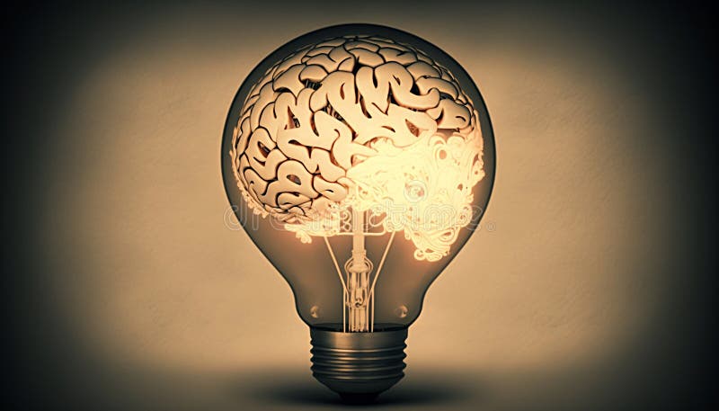 The Concept of the Mind in the Form of a Light Bulb Stock Illustration ...