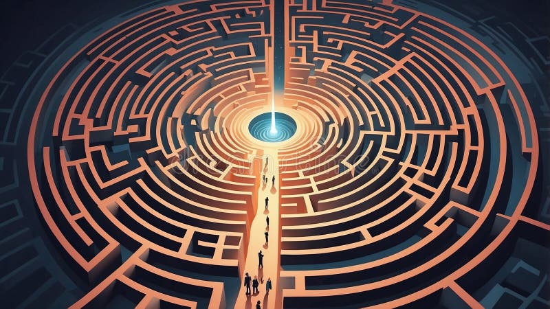 Concept of the Mind Portrayed As a Labyrinth with a Glowing Core Stock ...