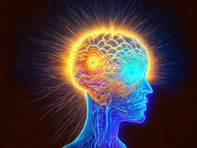 Concept of Mindfulness and Mental Activity. Human Face and Elements ...