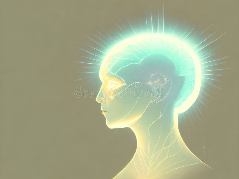 Concept of Mindfulness and Mental Activity. Human Face and Elements ...