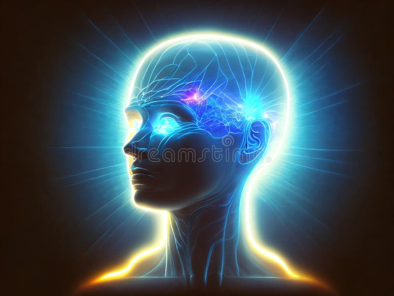 Concept of Mindfulness and Mental Activity. Human Face and Elements ...