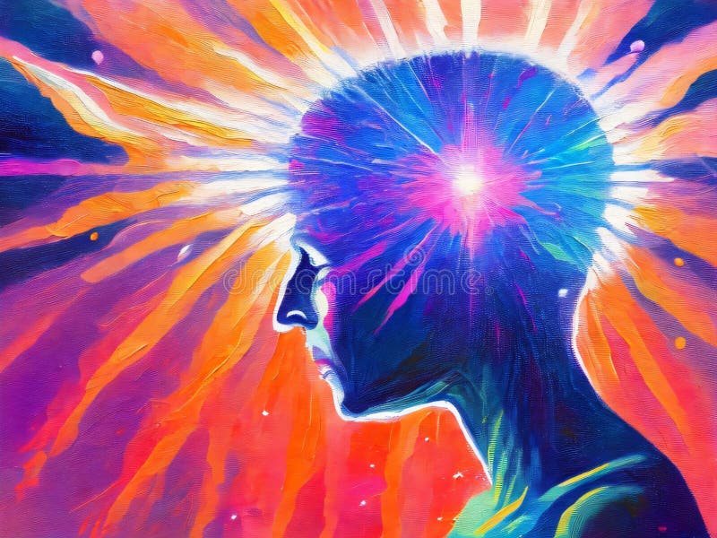 Concept of Mindfulness and Mental Activity. Human Face and Elements ...