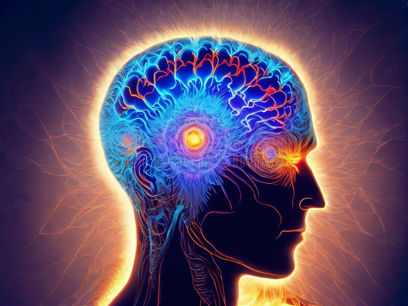 Concept of Mindfulness and Mental Activity. Human Face and Elements ...