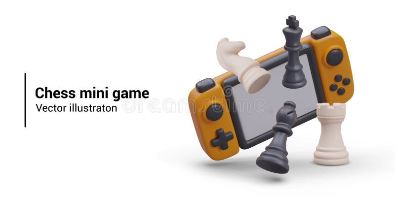 Concept of Mini Chess Game. Realistic Game Console, Black and White ...