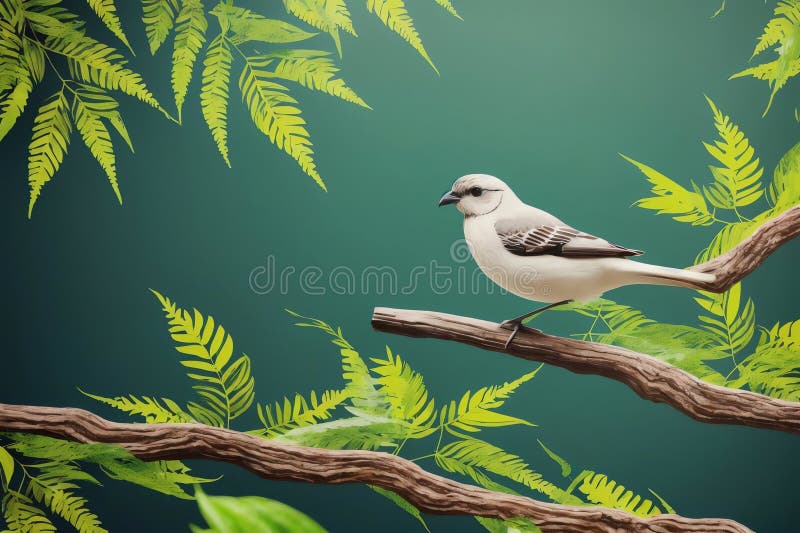 Minimalistic Bird on Tree .AI Generated Stock Illustration ...