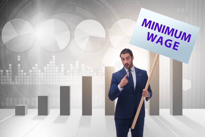 Concept of Minimum Wage with Businessman Stock Photo - Image of money ...