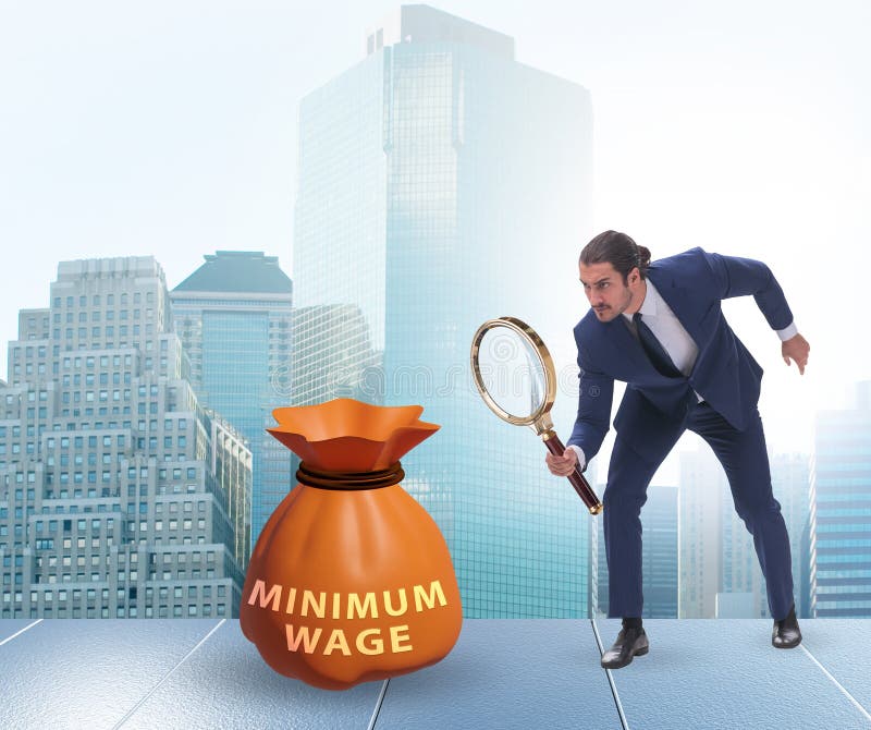 Concept of Minimum Wage with Businessman Stock Photo - Image of payment ...