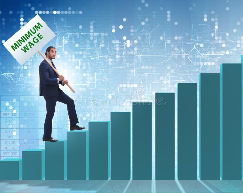 Concept of Minimum Wage with Businessman Stock Image - Image of ...