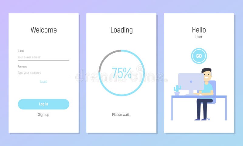Mobile App Template. Login Form, Loading Bar. Concept of Mobile App ...