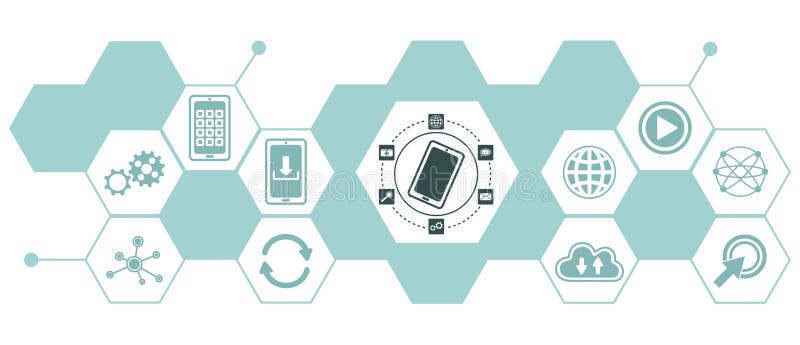 Concept of mobile apps stock illustration. Illustration of social ...