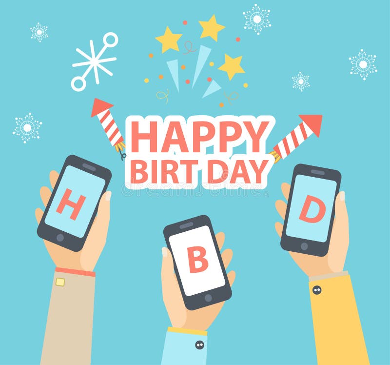 Happy Birt Day Card Design. Flat Vector Illustration. Concept for ...