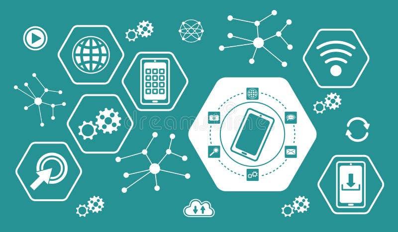 Concept of mobile apps stock illustration. Illustration of connection ...