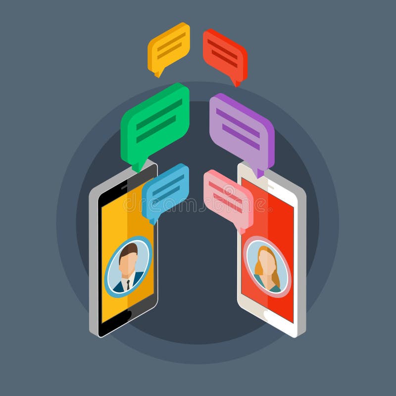 Mobile Chat Concept, Message Notifications. Vector Illustration Stock ...