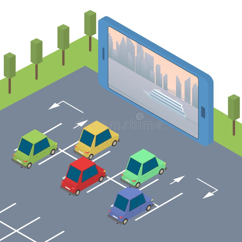 Concept of mobile cinema. stock vector. Illustration of cartoon - 94733302