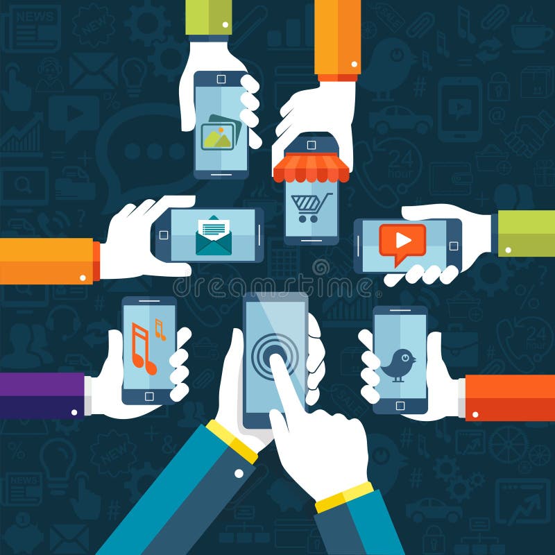 Concept Mobile D'apps De Vecteur Plat De Conception Avec Des Icônes De ...