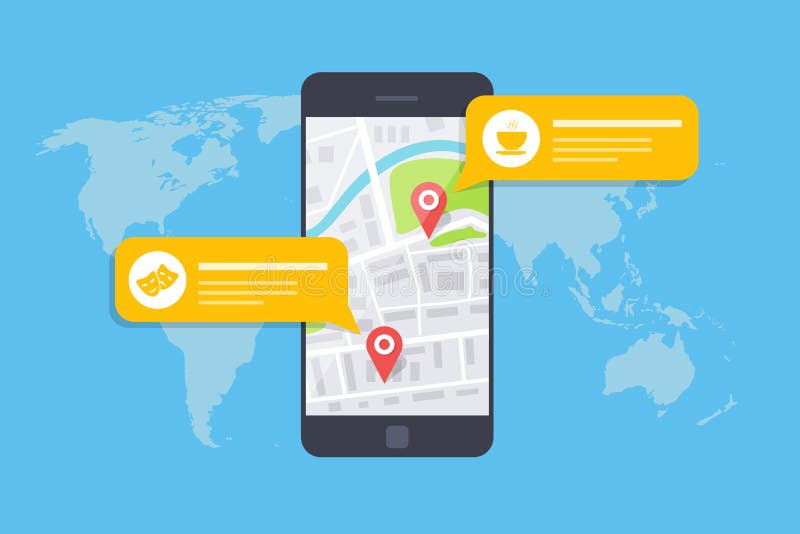 Concept of City Location, Travel Guide, Sightseeing, Trip Navigation ...