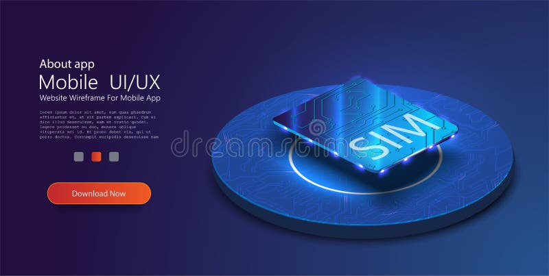 Concept for Mobile Sim Card Technology and Network. ESIM Card Chip Sign ...